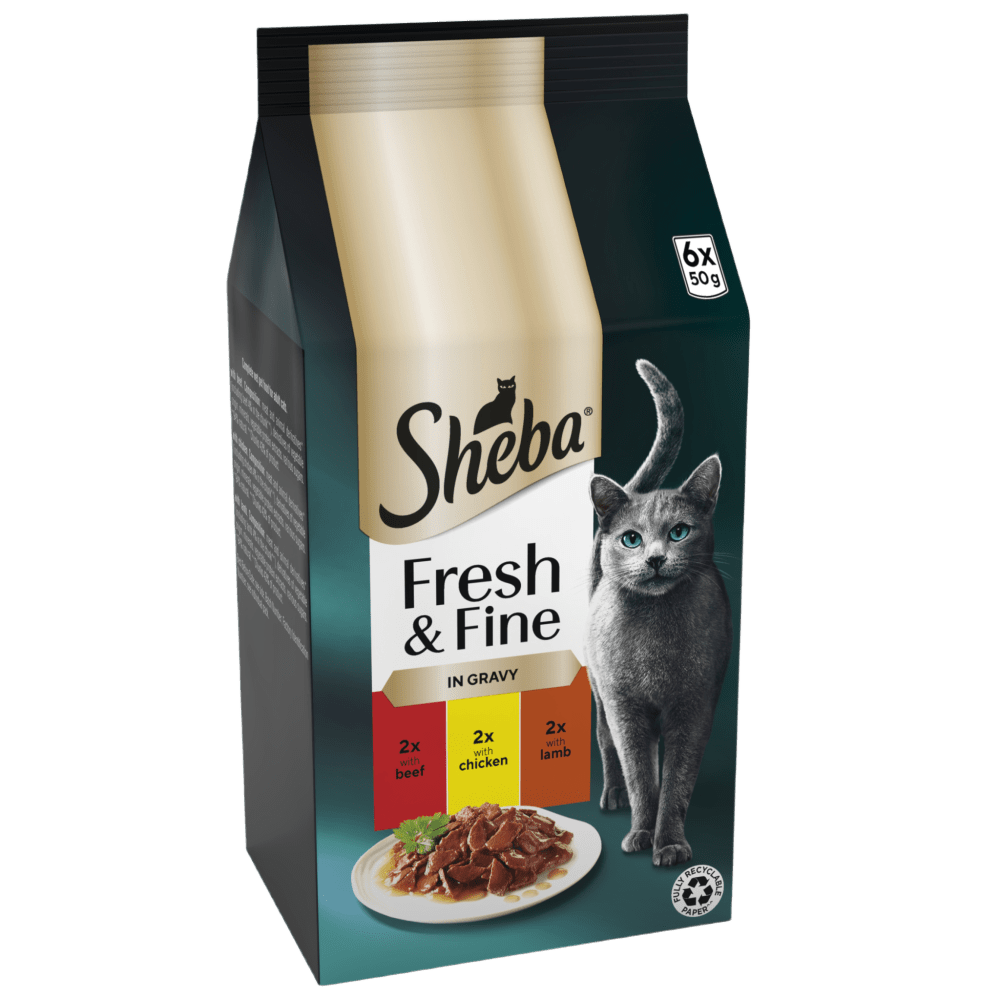 SHEBA® Fresh & Fine Adult Wet Cat Food Beef & Chicken Gravy 6 x 50g Pouches