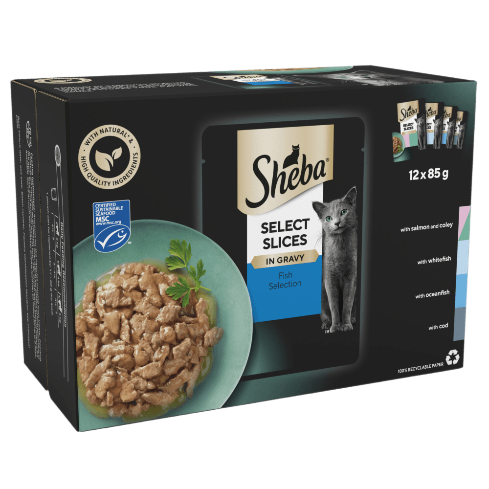 SHEBA® Select Slices Adult Cat Food Fish Selection in Gravy 12 x 85g Pouch