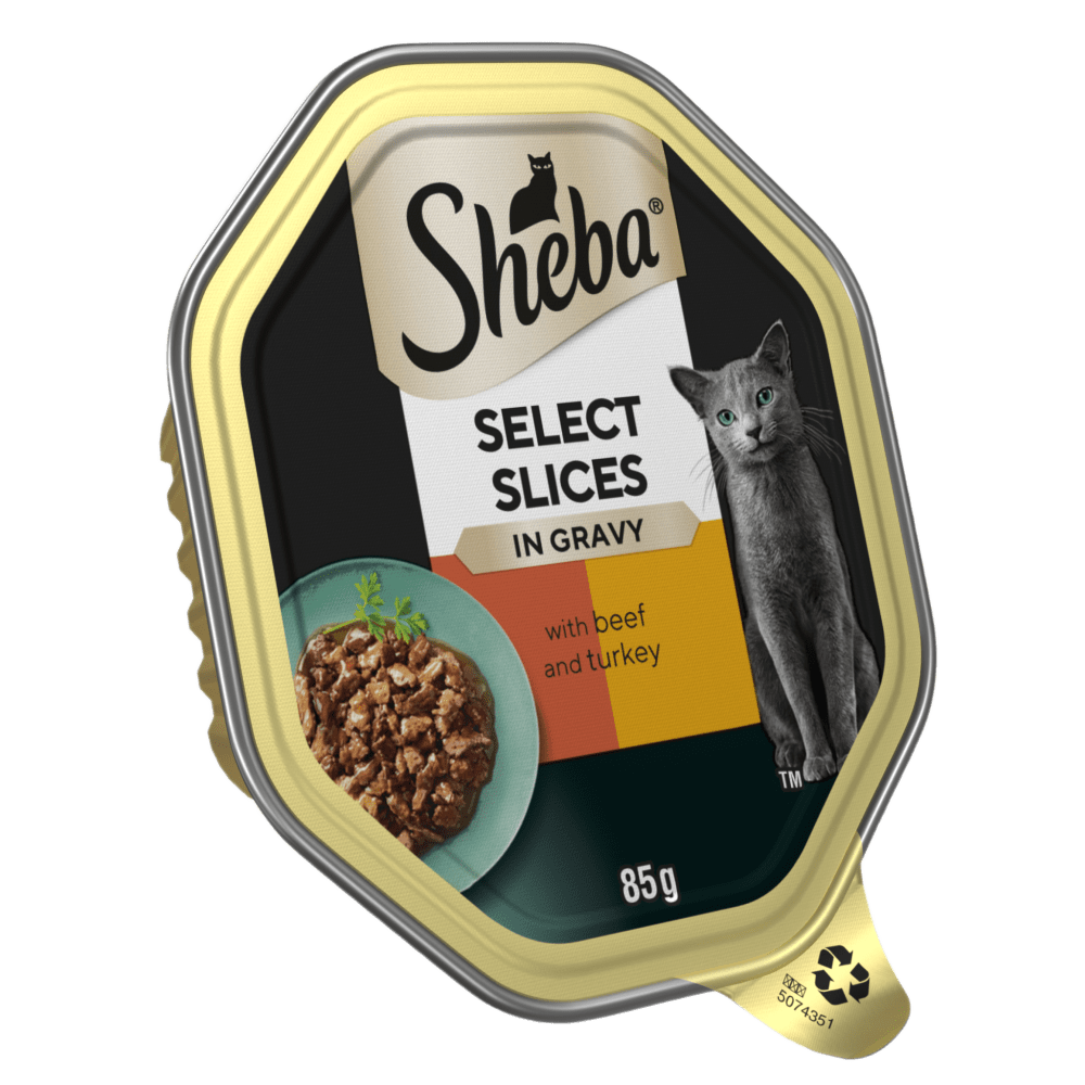 SHEBA® Select Slices Adult Cat Food with Beef & Turkey in Gravy 85g Tray