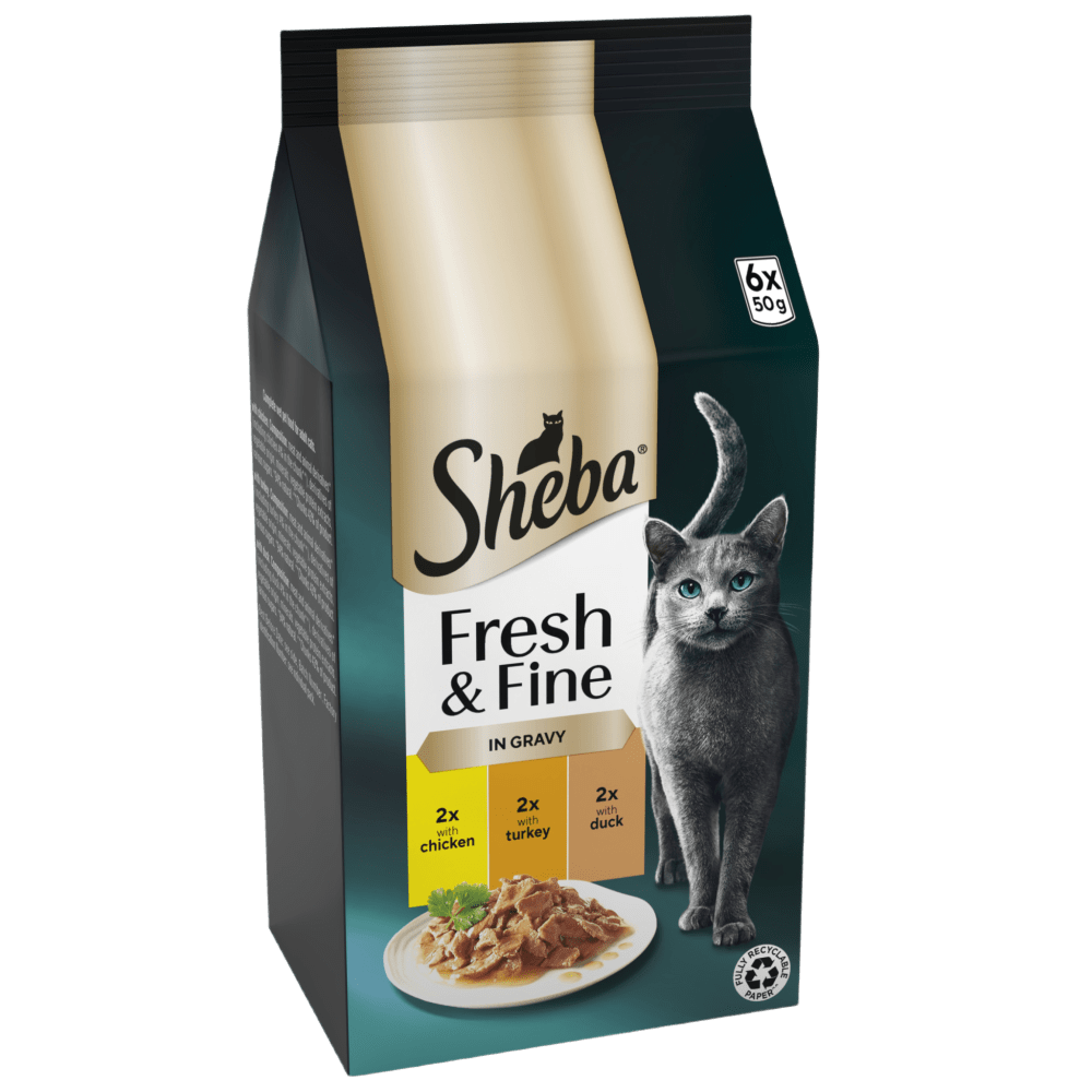 SHEBA® Fresh & Fine Adult Wet Cat Food Chicken &Turkey Gravy 6x50g Pouches