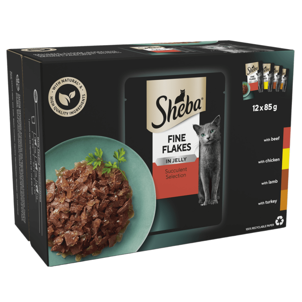 SHEBA® Fine Flakes Adult Cat Food Succulent Selection in Jelly 12x85g Pouch