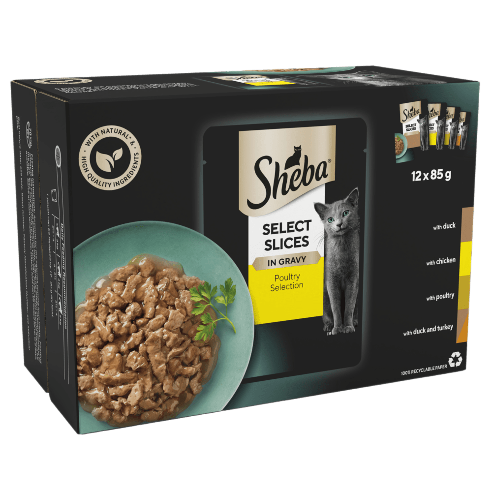 SHEBA® Select Slices Adult Cat Food Poultry Selection in Gravy 12x85g Pouch